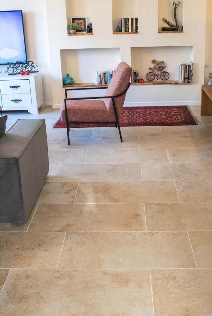 ריצוף פורצלן דמוי אבן - Limestone ivory 45/90 -R10 | ענבל | ריצוף מצויר